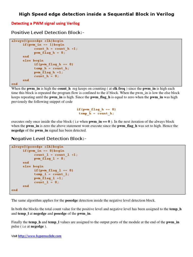 High Speed Edge Detection Inside A Sequential Block in Verilog | PDF ...