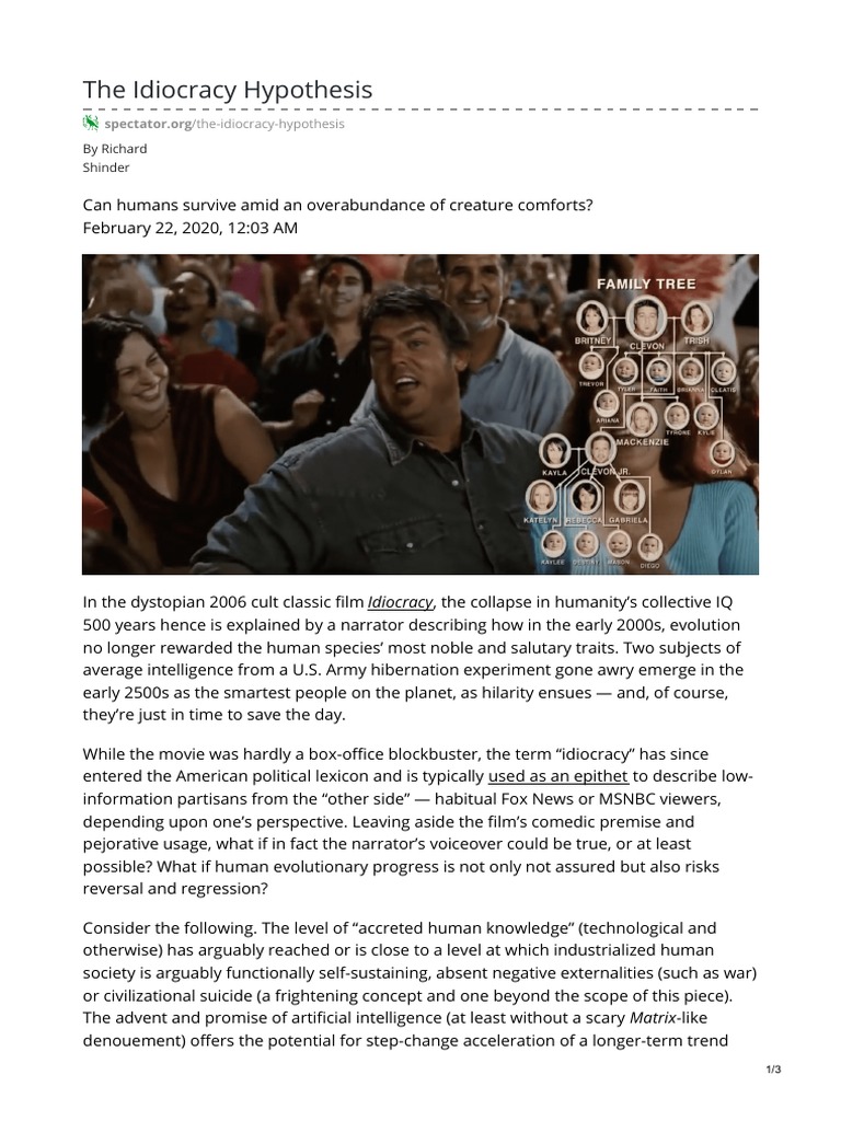 Idiocracy's Implications for Society | PDF | Economic Inequality ...