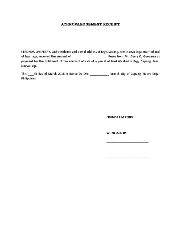 Acknowledgement Receipt | PDF