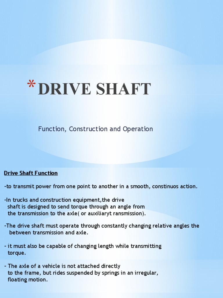 Drive Shaft | PDF | Axle | Transmission (Mechanics)