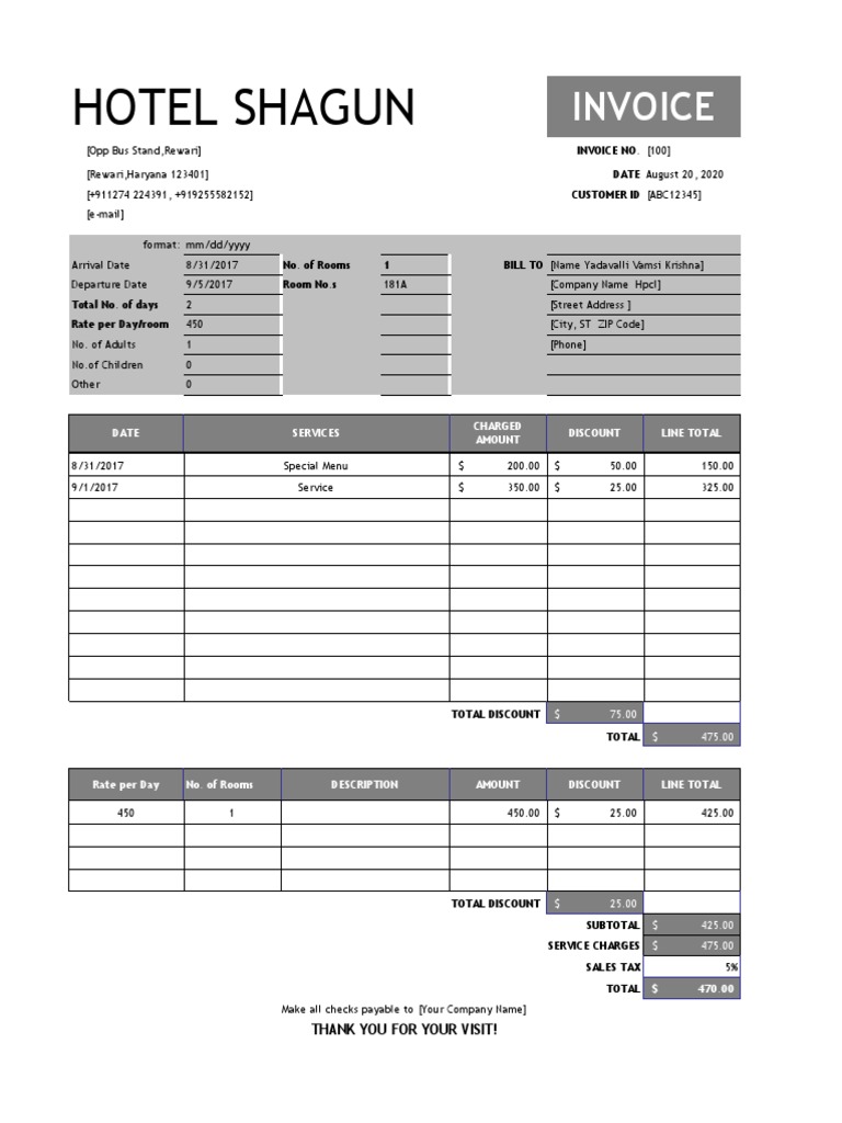 Hotel Invoice | PDF | Payments | Government Finances