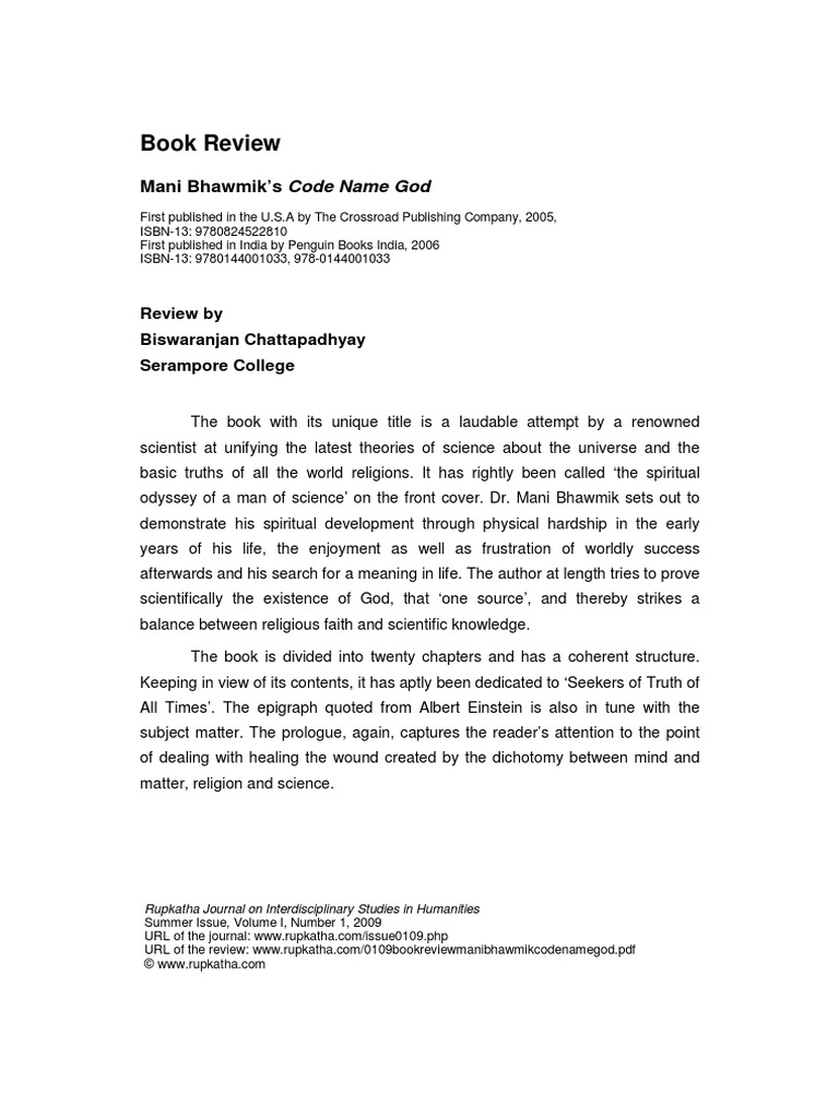 Book Review: Mani Bhawmik's Code Name God | PDF | Consciousness | Physics