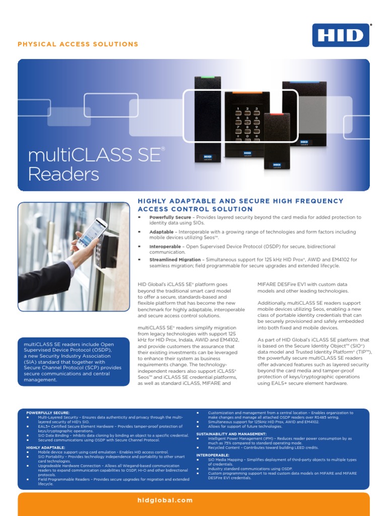 Multiclass Se Readers: Physical Access Solutions | PDF | Access Control ...