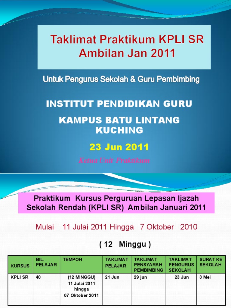 Institut Pendidikan Guru Kampus Batu Lintang Kuching 23 Jun Ketua Unit ...