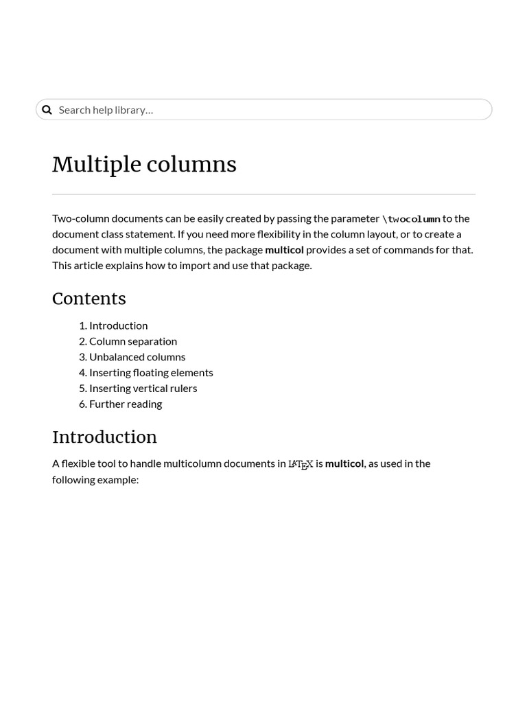 Multiple Columns - Overleaf, Online LaTeX Editor PDF | PDF | Typefaces | Bracket