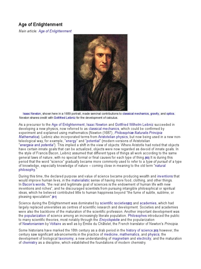Newton's Impact on Enlightenment Science | PDF | Isaac Newton | History ...