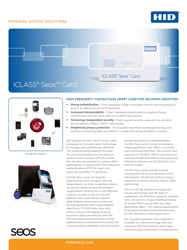 iCLASS® Seos™ Card: Physical Access Solutions | PDF | Smart Card ...