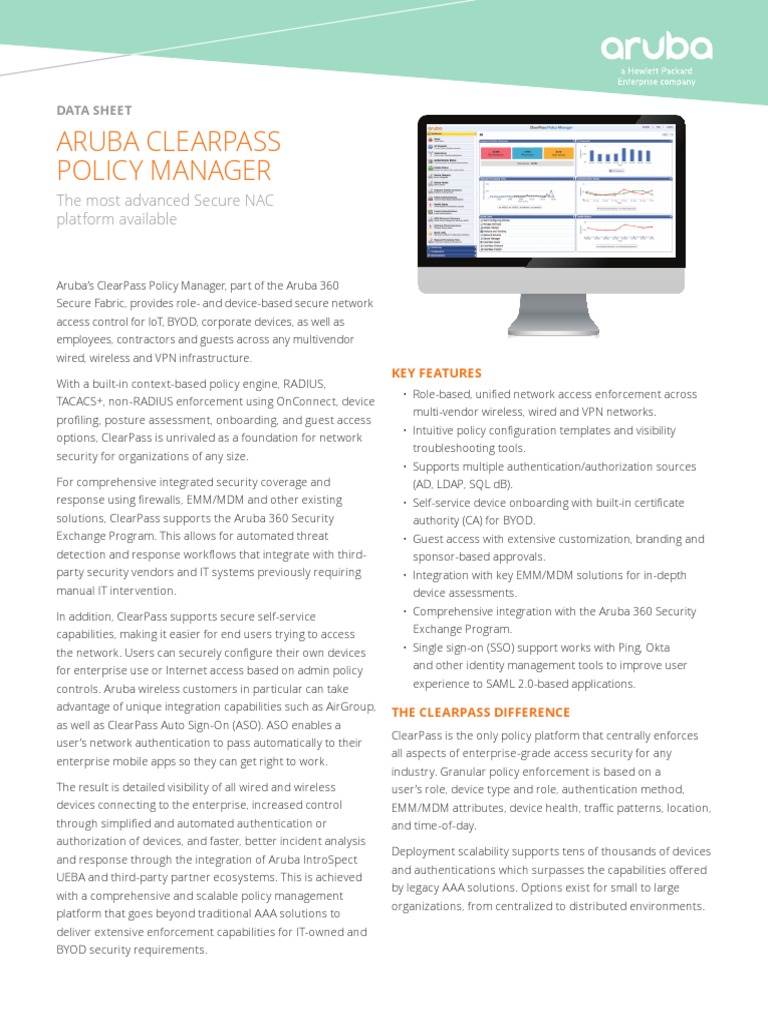 Aruba Clearpass Policy Manager: The Most Advanced Secure NAC Platform ...
