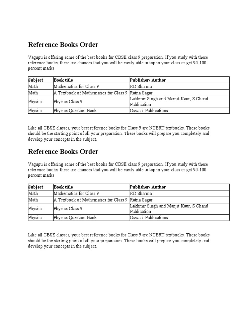 Reference Books Order: Subject Book Title Publisher/ Author | PDF