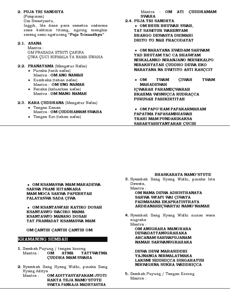 Buku Tri Sandhya | PDF | Hindu Prayer And Meditation | Indian Philosophy