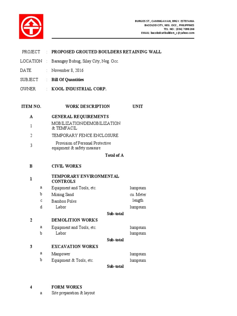Grouted Boulders Retaining Wall | PDF | Concrete | Civil Engineering