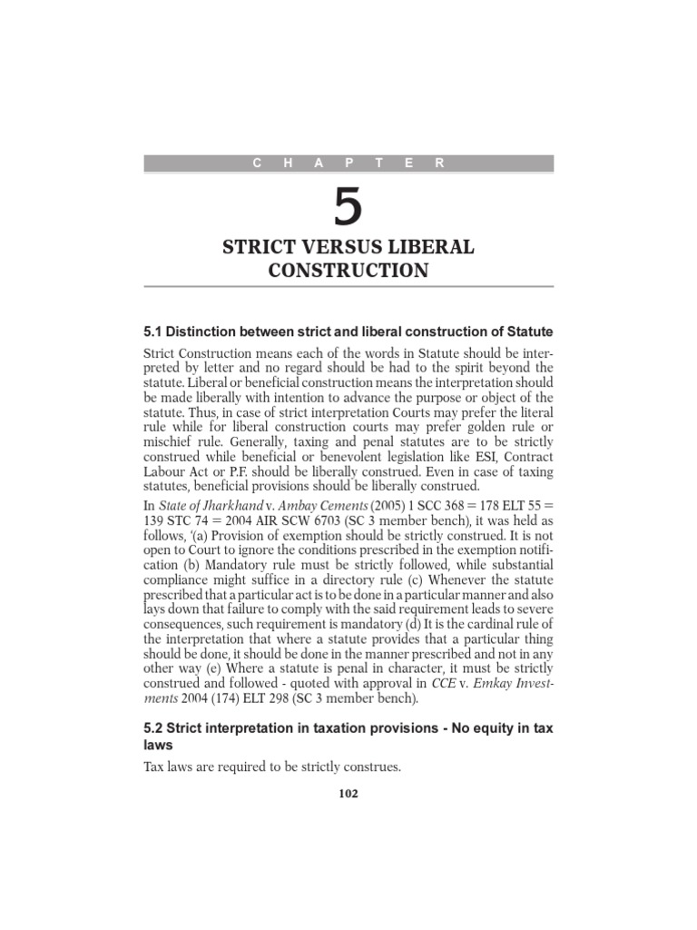 Strict versus liberal construction of statutes | PDF | Equity (Law ...