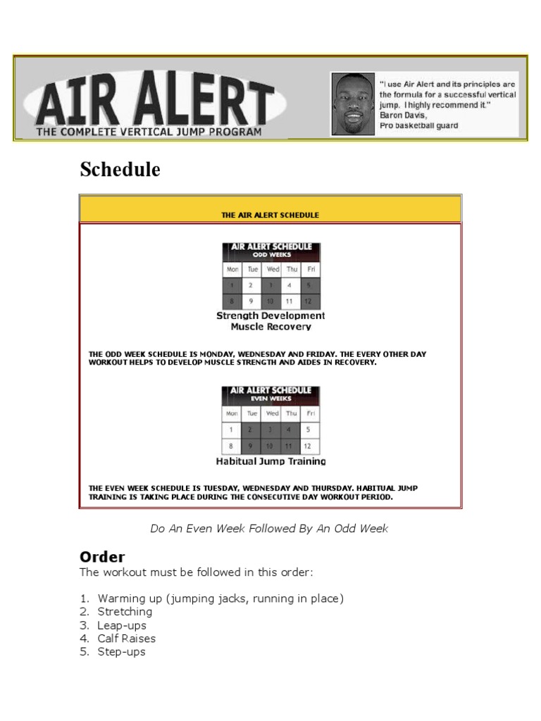 Air Alert Jump Training Schedule | PDF | Human Anatomy | Lower Limb Anatomy