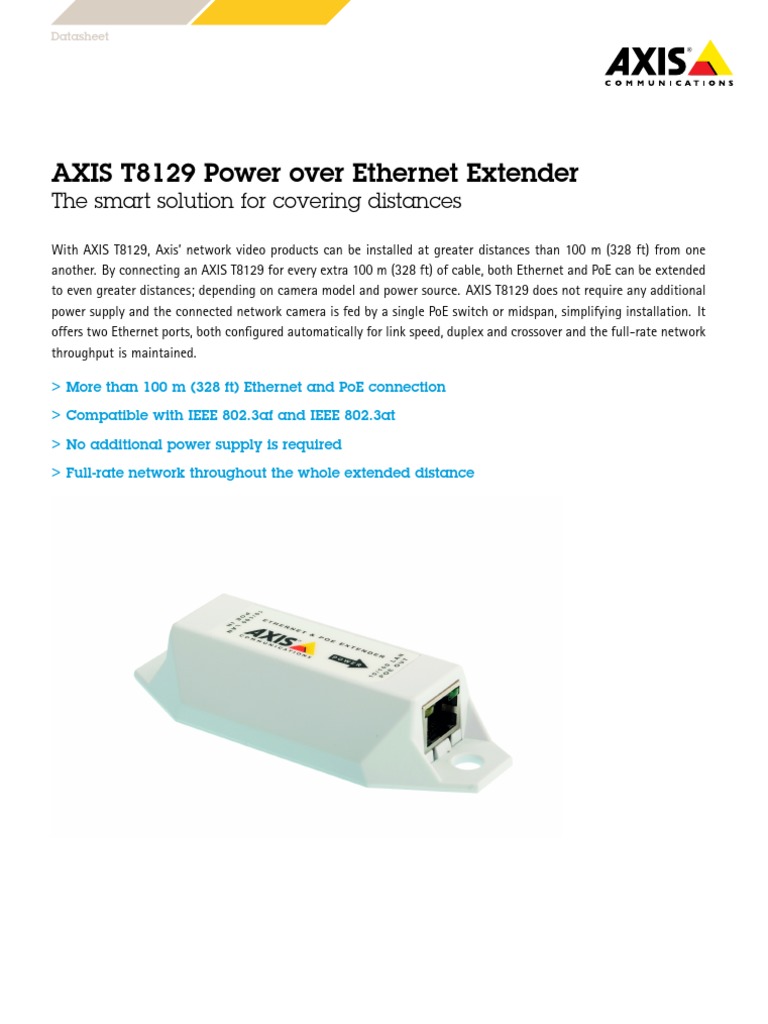 4.1.15 AXIS T8129 PoE EXTENDER | PDF | Ethernet | Computer Network