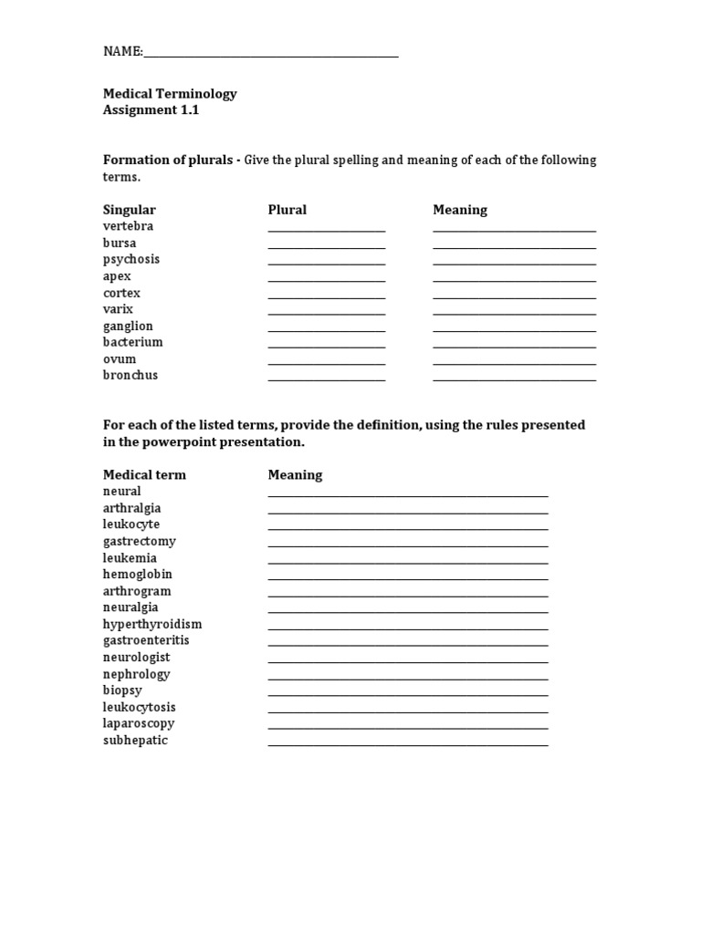 Medical Terminology Assignment Guide | PDF | Leukemia | Carcinoma
