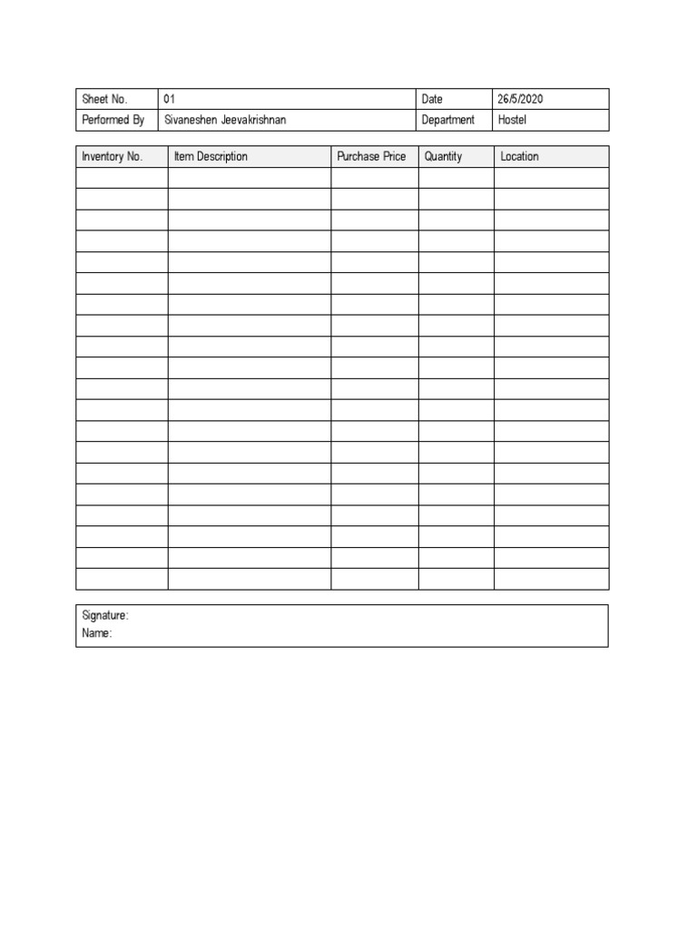Inventory Checklist Pdf