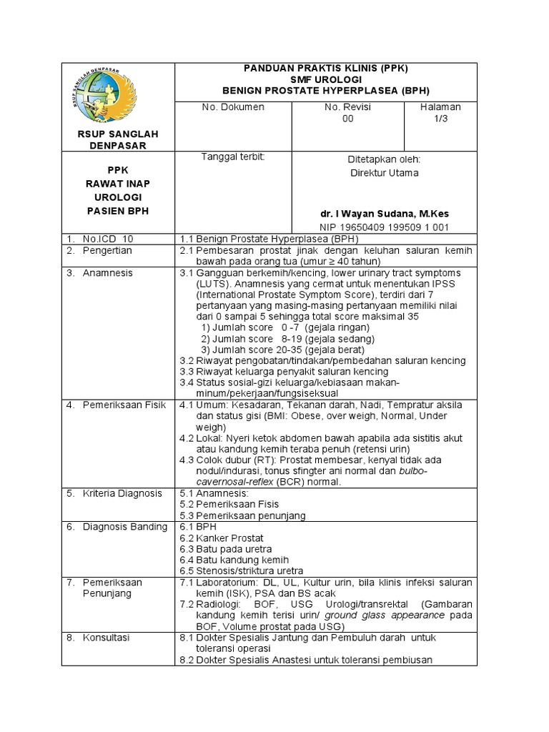 PPK UROLOGI 2017 BPH (Revisi 30-4-2017) | PDF | Pengembangan Diri | Sains & Matematika