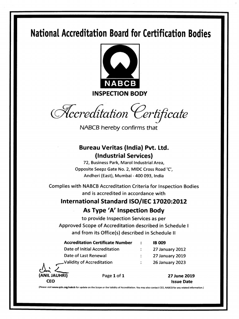 NABCB Certificate | PDF