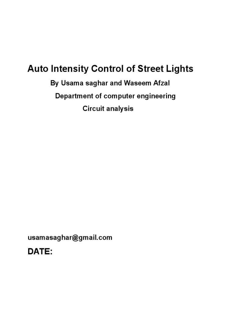 Auto Intensity Control of Street Lights Lab Report | PDF ...