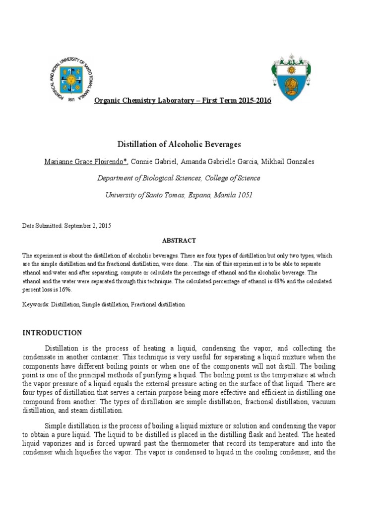 Distillation of Alcoholic Beverages | PDF | Distillation | Liquids