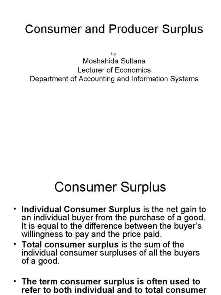 Understanding Consumer and Producer Surplus | PDF | Economic Surplus ...