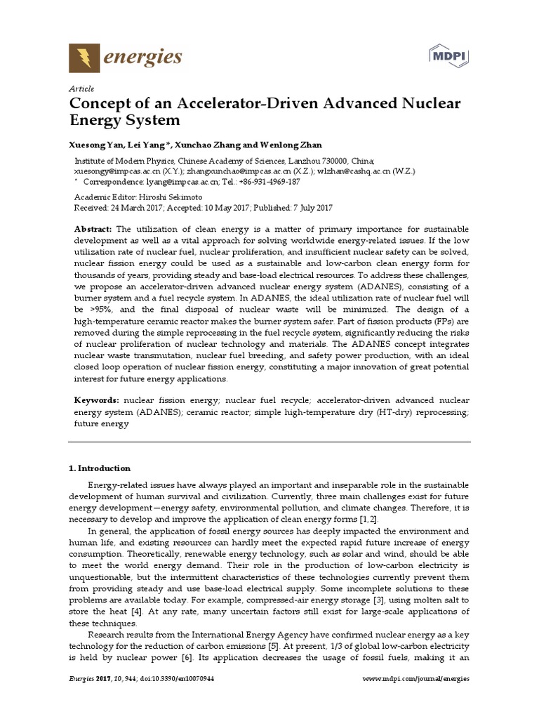 Accelerator-Driven Nuclear Energy | PDF | Nuclear Power | Nuclear Reactor