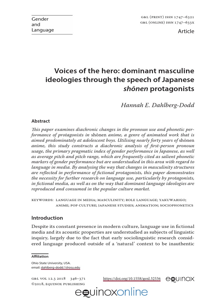 Voices of The Hero: Dominant Masculine Ideologies Through The Speech of ...