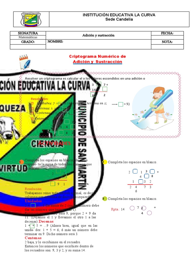 Ejercicios de Criptogramas Númericos para Tercero de Primaria | PDF | Sustracción | Enseñanza de ...