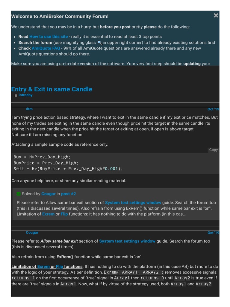 Entry & Exit in Same Candle - AFL Programming - Am PDF | PDF ...