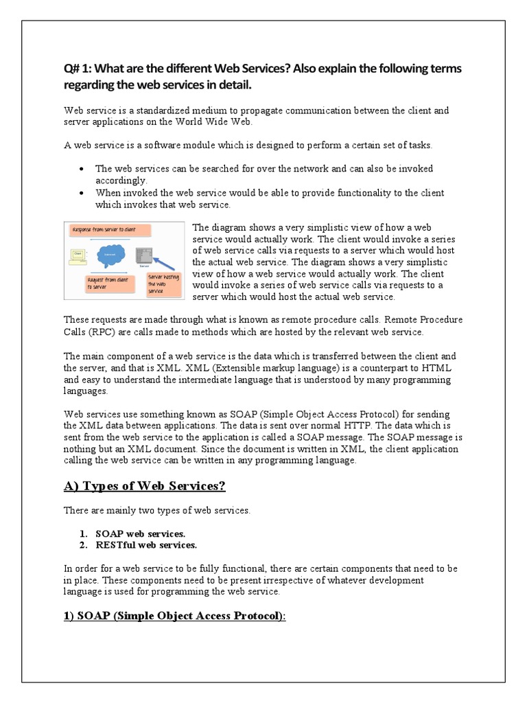 Q# 1: What Are The Different Web Services? Also Explain The Following ...