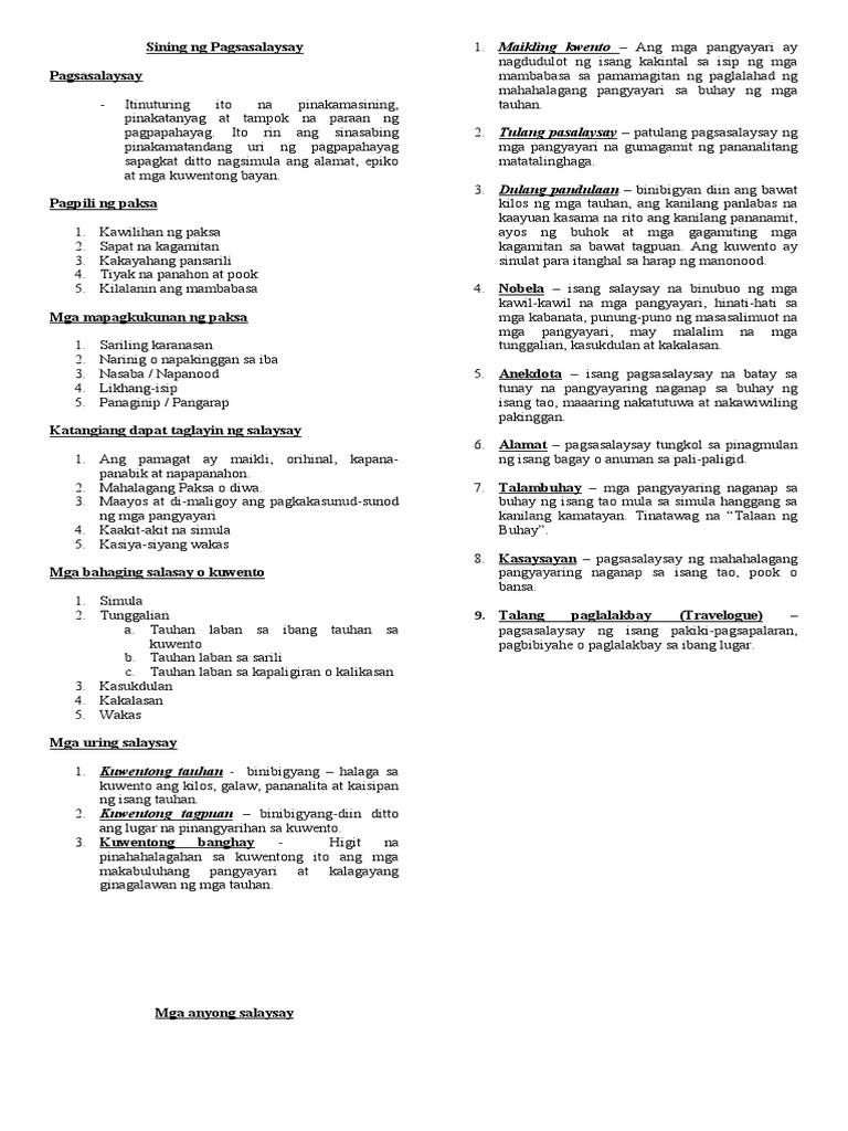 Pagsasalaysay Aaa | PDF