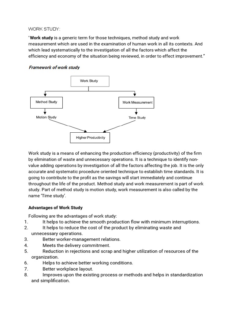 Work Study, Motion Study, Time Study | PDF | Time | Economies