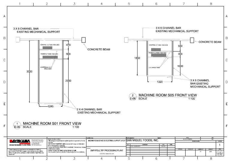 6 MACHINE ROOM S01 S05 ELECTRICAL SUPPORT LAYOUT MCC Layout | PDF