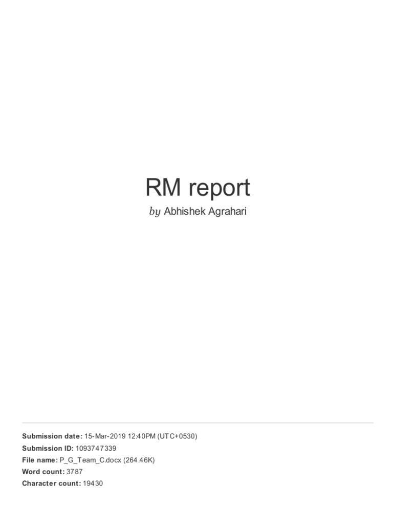 RM Report PDF | PDF