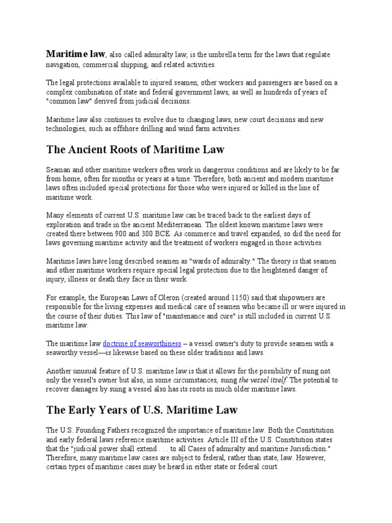 The Ancient Roots of Maritime Law | PDF | Admiralty Law | Merchant ...