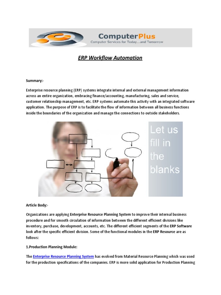 ERP Workflow Automation: Summary | PDF | Enterprise Resource Planning ...