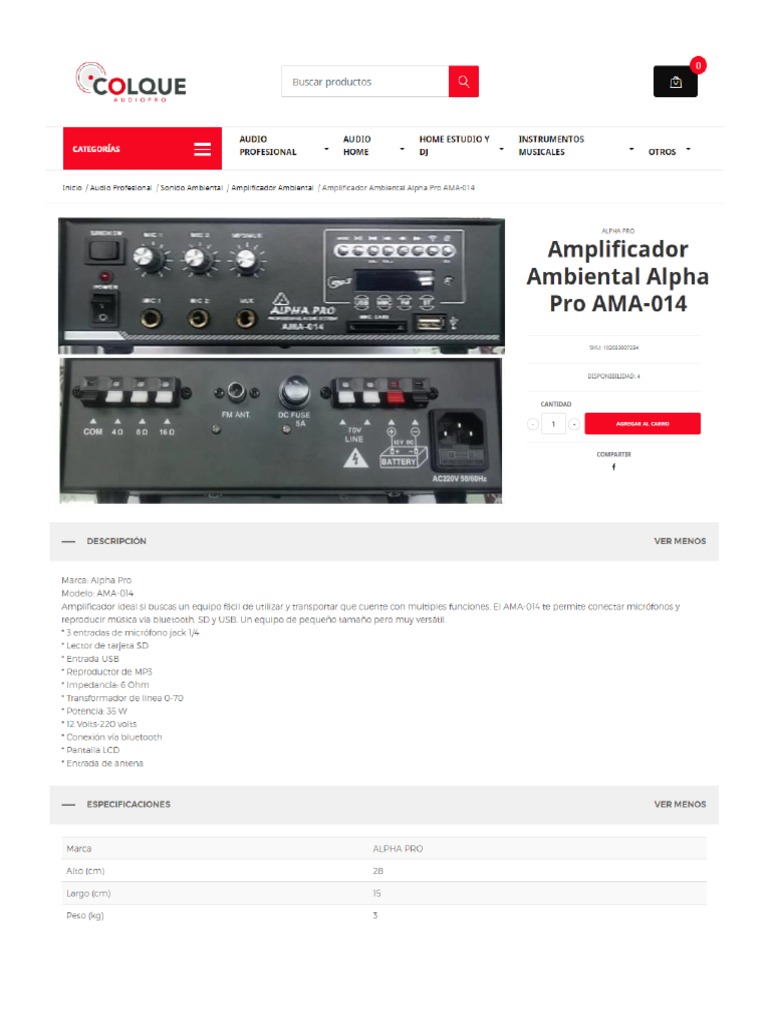 Amplificador Alpha Pro AMA-014 | PDF