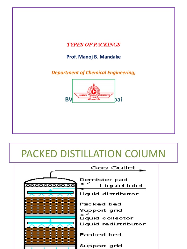 BVCOE Navi Mumbai: Types of Packings | PDF | Column | Distillation