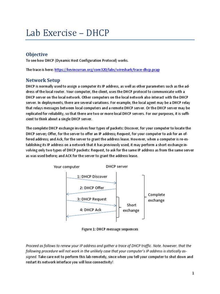 Lab Exercise Dhcp Objective Pdf Port Computer Networking Wide Area Network