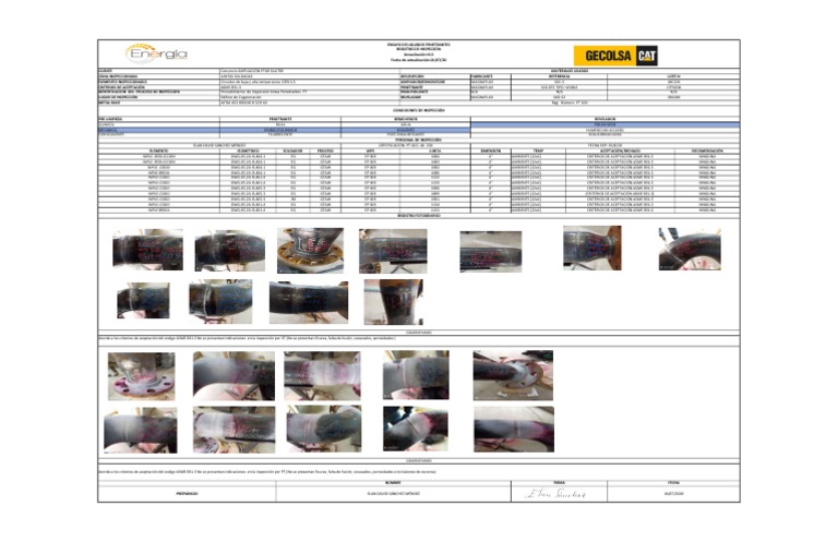 Reporte de Inspeccion PT 03 | PDF | Ingeniería mecánica | Química