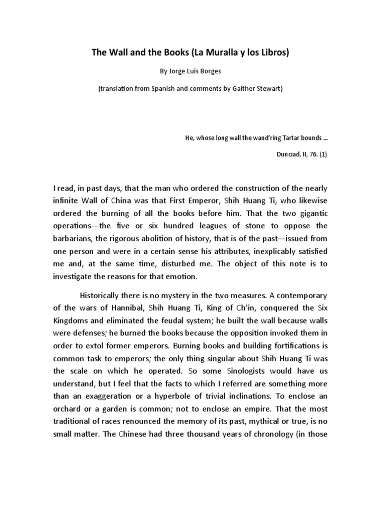 BORGES - The Wall and The Books | PDF