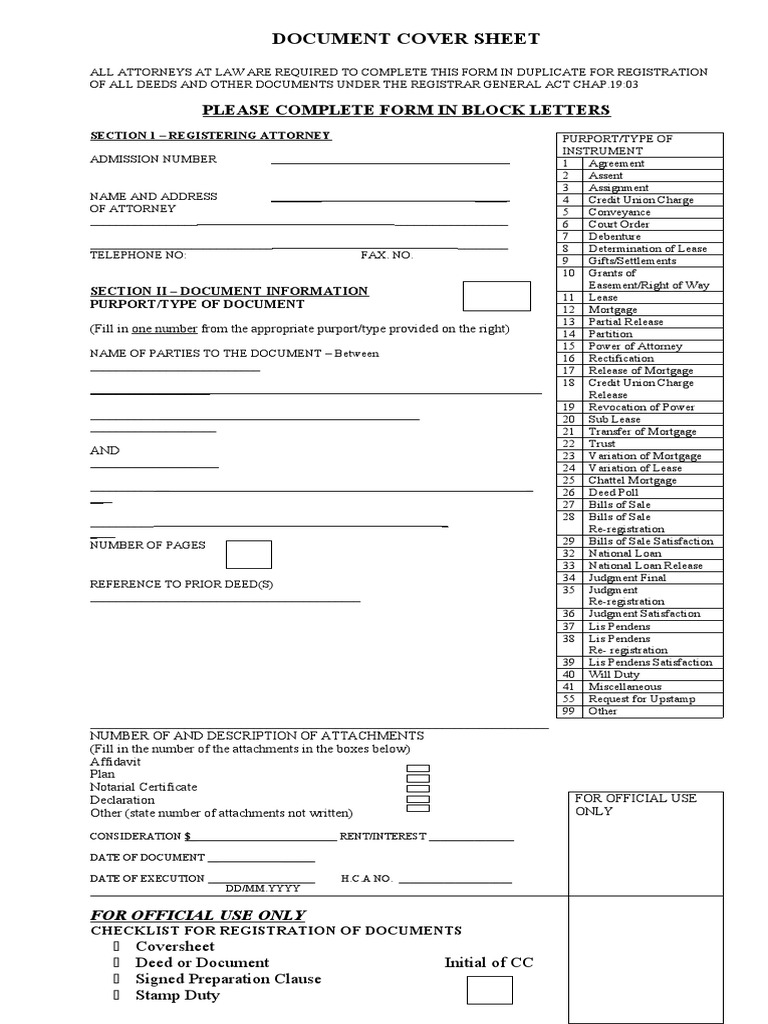 Document Cover Sheet: Please Complete Form in Block Letters | PDF ...