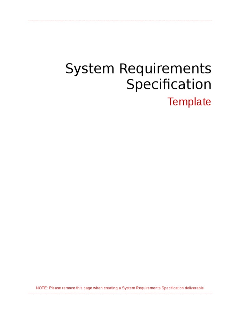 System Requirements Specification: Template | PDF | Specification ...