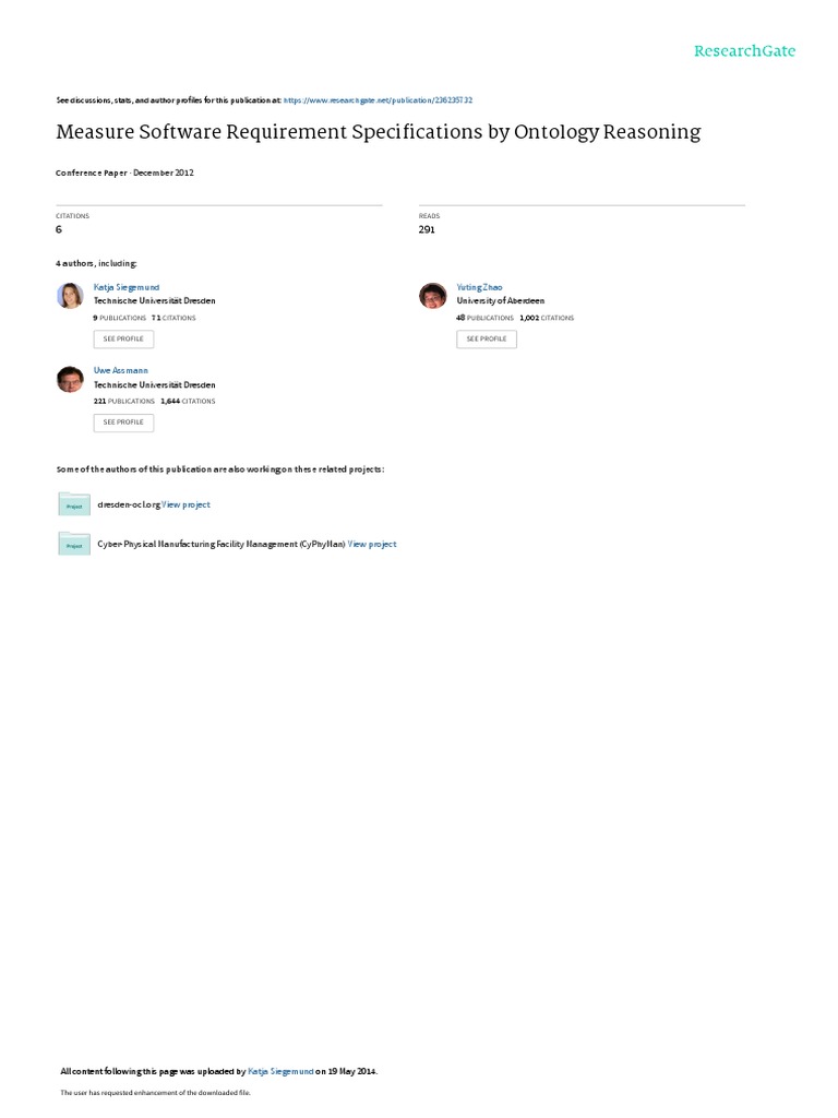 Measure Software Requirement Specifications by Ontology Reasoning | PDF ...
