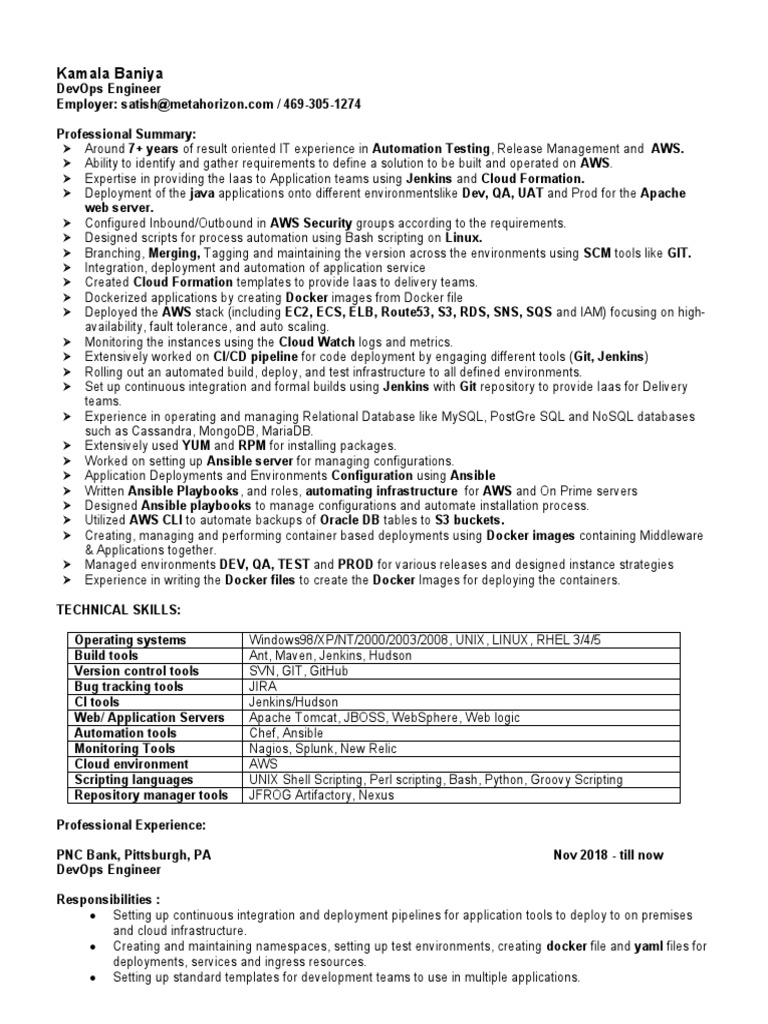 Kamala DevOps - Resume | PDF | Cloud Computing | Amazon Web Services