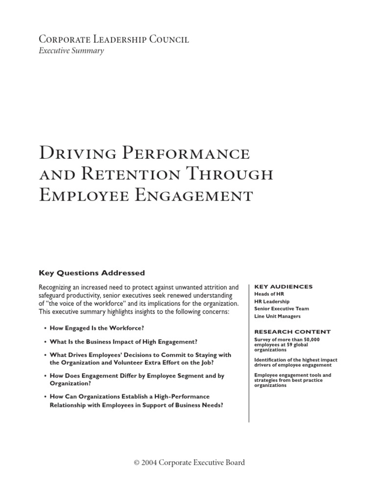 Driving Performance and Retention Through Employee Engagement CLC | PDF ...