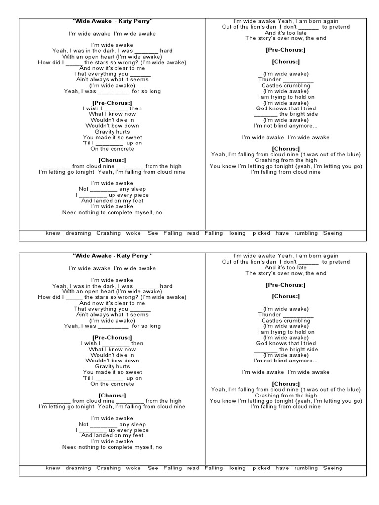 Wide Awake Lyrics | PDF