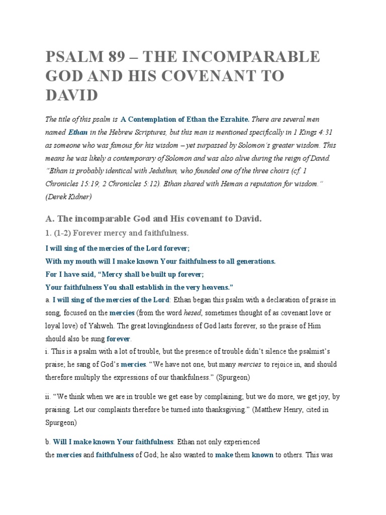 God's Eternal Faithfulness and Power: An Examination of Psalm 89 | PDF | David | Covenant (Biblical)
