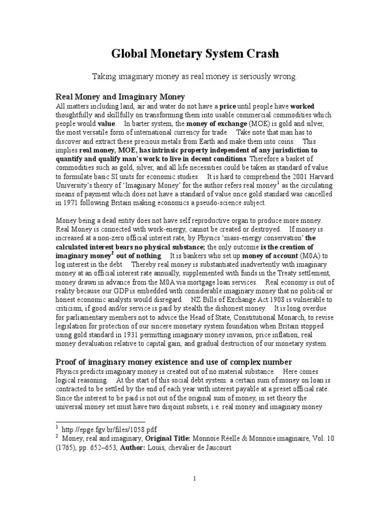 Real vs. Imaginary Money Crisis | PDF | Gold Standard | Money