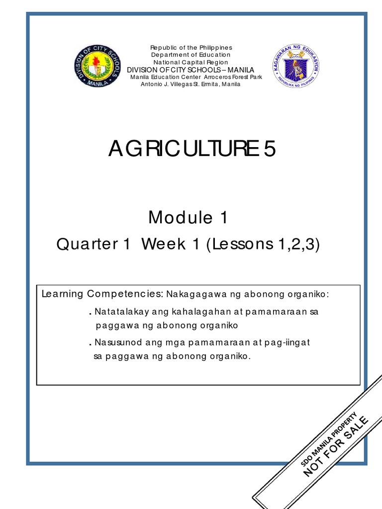 TLE TE-5 Q1 W1 Mod1 Agriculture | PDF